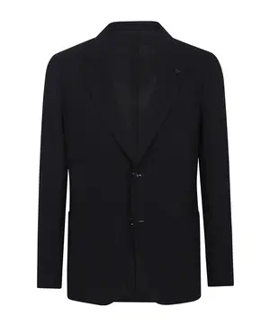 LARDINI Single-breasted Logo Detailed Jacket - Black