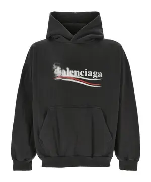 Balenciaga Logo Printed Hoodie - Black