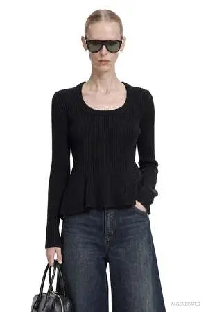 Alaïa Ribbed Peplum Top