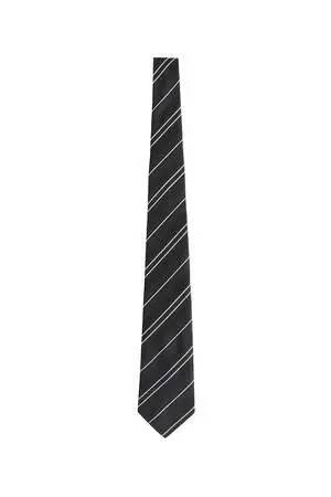 Junya Watanabe Striped Silk Tie - Black&white