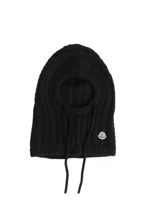 Moncler Cable Knit Alpaca Blend Balaclava - Black
