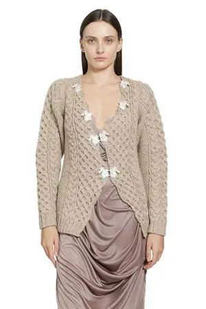 PILLINGS Chunky Wool Cardigan - Beige