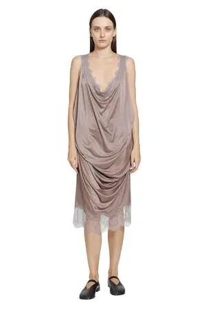 PILLINGS Lace-trimmed Draped Satin Dress - Pink
