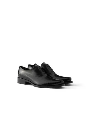 Prada Brushed Leather Lace-up Shoes - Black