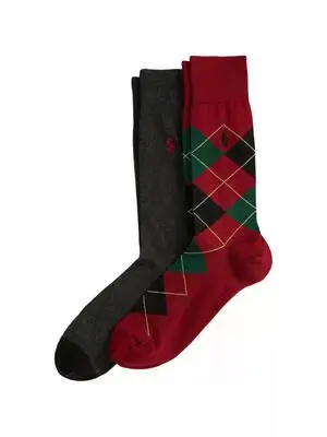 Polo Ralph Lauren Argyle-patterned Logo-embroidered Socks - Red