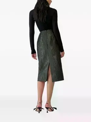 Carolina Herrera Floral-jacquard Cloque Midi Skirt