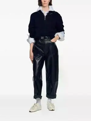 Sandro Boxy Zip Sweater With Standing Collar