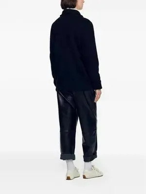 Sandro Boxy Zip Sweater With Standing Collar