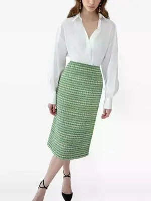 Carolina Herrera Tweed Pencil Midi Skirt