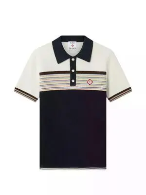 Casablanca Café Culture Striped Logo-patch Polo Shirt - Blue