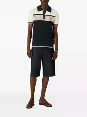 Casablanca Café Culture Striped Logo-patch Polo Shirt - Blue
