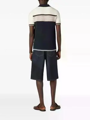 Casablanca Café Culture Striped Logo-patch Polo Shirt - Blue
