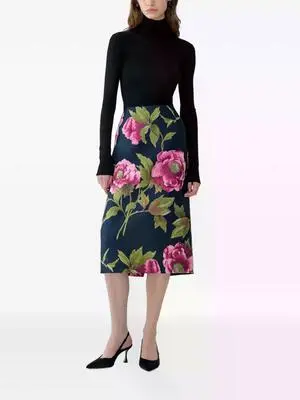 Carolina Herrera Peony-jacquard Midi Pencil Skirt