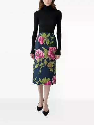 Carolina Herrera Peony-jacquard Midi Pencil Skirt