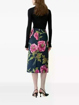Carolina Herrera Peony-jacquard Midi Pencil Skirt