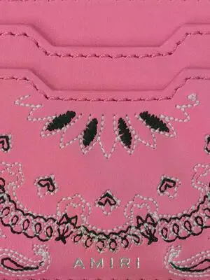 Amiri Bandana-embroidered Card Holder - Pink