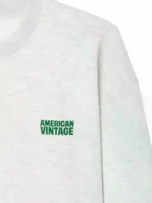 American Vintage Baptown Logo-print Cotton-blend Sweater - Grey