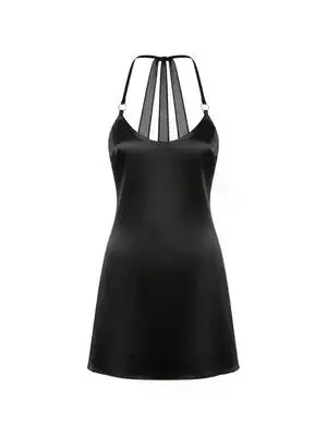 OW Lindsey Mesh-panel Satin Mini Dress - Black