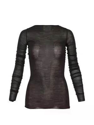Rick Owens Sheer Ruched-sleeve Top - Black