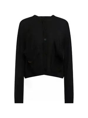 Y’s Patch-pocket Knitted Cardigan - Brown