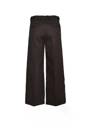 CEDARWOOD Pleated Bootcut Trousers - Brown