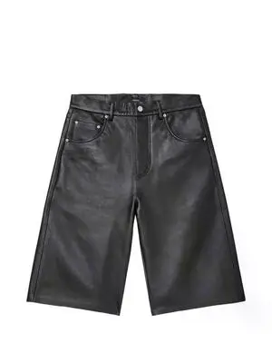 PURPLE BRAND Leather Bermuda Shorts - Black