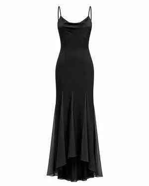 Azeeza Kaida Charmeuse / Chiffon Midi - Black