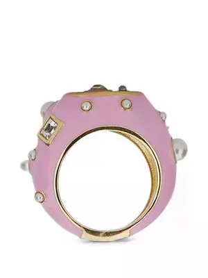 MOI MÊME MILANO Crystal-embellished Enamelled Ring - Gold