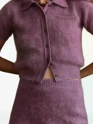 HEVRON Juno Brushed-knit Button-up Cardigan - Purple