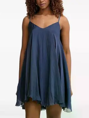 HAVEONE Mini V-neck Pleated Dress
