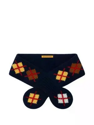 Guest In Residence Argyle-intarsia Cashmere Scarf - Blue