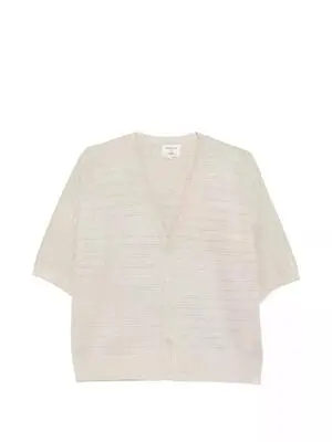 MAISON123 Ribbed Short-sleeve Cardigan