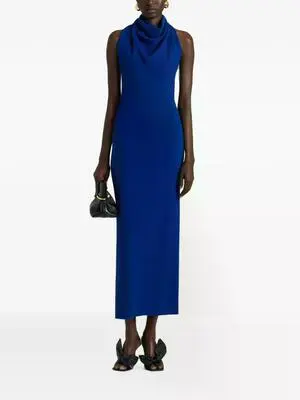 Givenchy Long Draped Dress In Wool - Blue