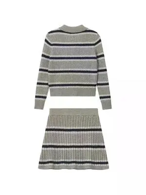 Izzue Cable-knit Striped Cardigan And Mini Skirt Set