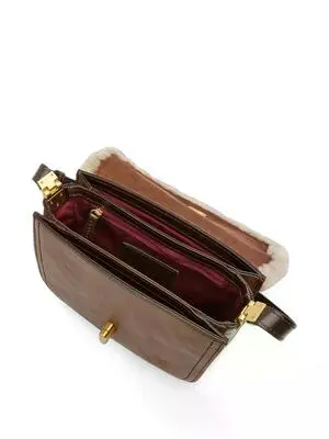 THE BRIDGE Shearling-trim Leather Cross Body Bag