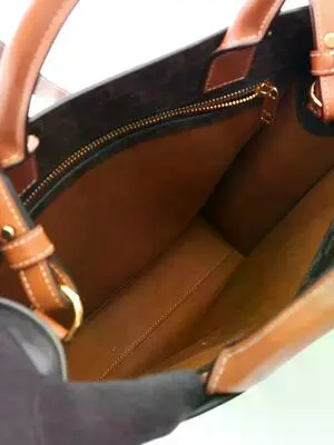 Celine 2010-2026 Small Triomphe Coated Canvas Vertical Cabas Tote Satchel - Brown