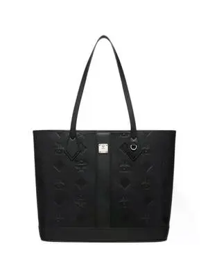 Mcm Medium New Liz Shopper Logo-embossed Tote Bag - Black