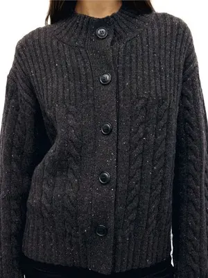 Gerard Darel Rafa Merino Wool Cable Knit Cardigan