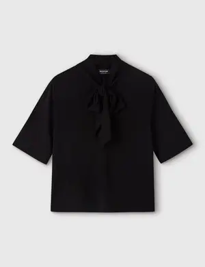 Whistles Short Sleeve Tie-neck Jersey Top