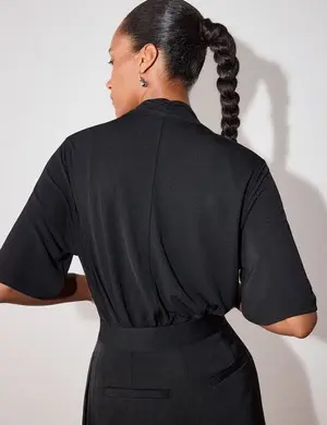 Whistles Short Sleeve Tie-neck Jersey Top
