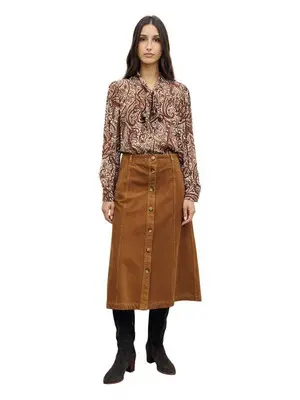 Gerard Darel Tiphaine Button Front Midi Skirt
