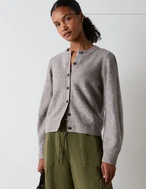 Whistles Wool Mix Puff Sleeve Cardigan