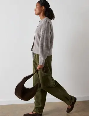Whistles Wool Mix Puff Sleeve Cardigan