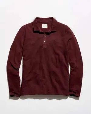 Billy Reid Long Sleeve Herringbone Polo