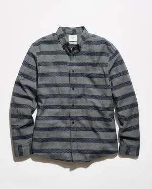 Billy Reid Jacquard Barre Stripe Tuscumbia Shirt - Blue