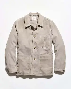Billy Reid Colbert Waxed Suede Chore Coat - Grey