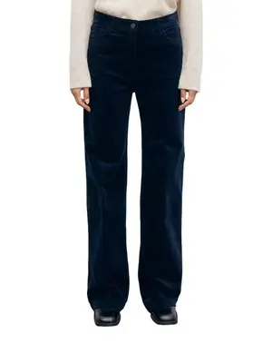 Gerard Darel Mag Wide Leg Corduroy Trousers - Navy Blue