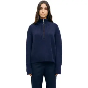 Gerard Darel Rika Oversized Ribbed Zip-neck Sweater