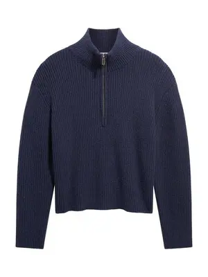 Gerard Darel Rika Oversized Ribbed Zip-neck Sweater