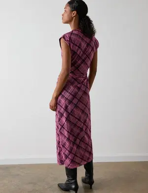 Whistles Twist Check Mesh Midi Dress